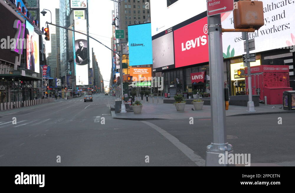 empty city times square, no people, midtown NYC manhattan 5 -25 -20 ...