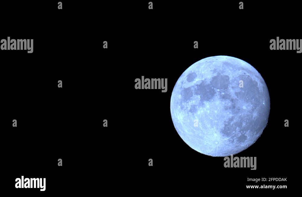 Time Lapse Of Full Lunar Moon Rising In The Night Sky, Crater Detail On ...