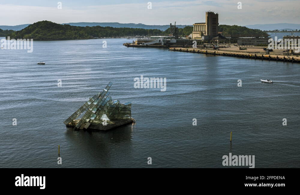 Floating Glass Sculpture She Lies, Seen from Roof of Oslo Opera House ...