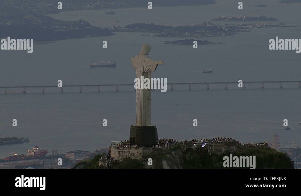 Jesus statue overlooking rio de janeiro aerial Stock Videos & Footage ...