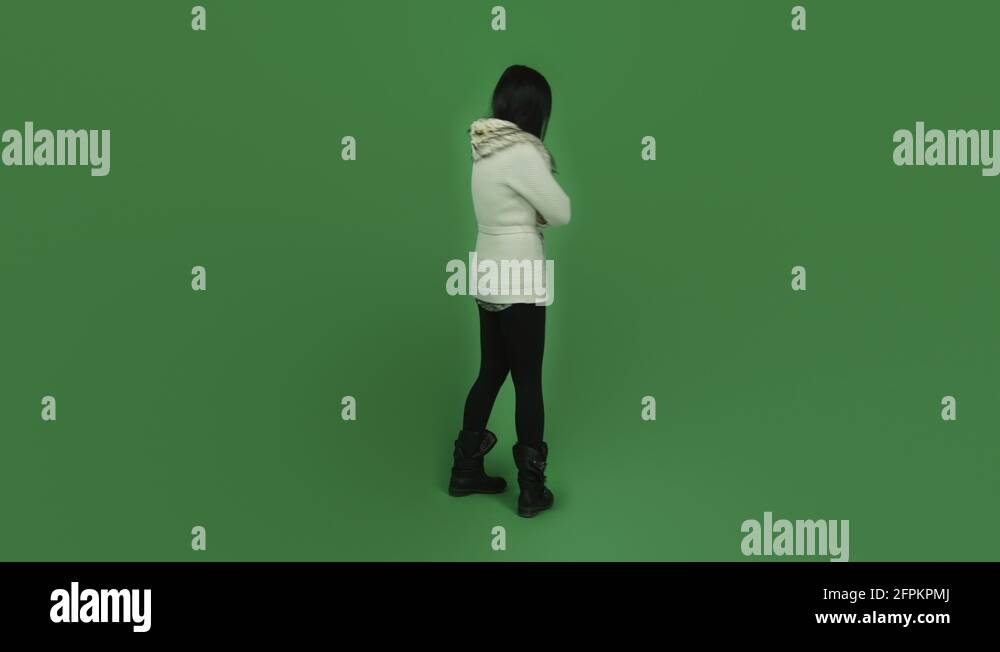 Asian girl young adult isolated greenscreen green background with a ...