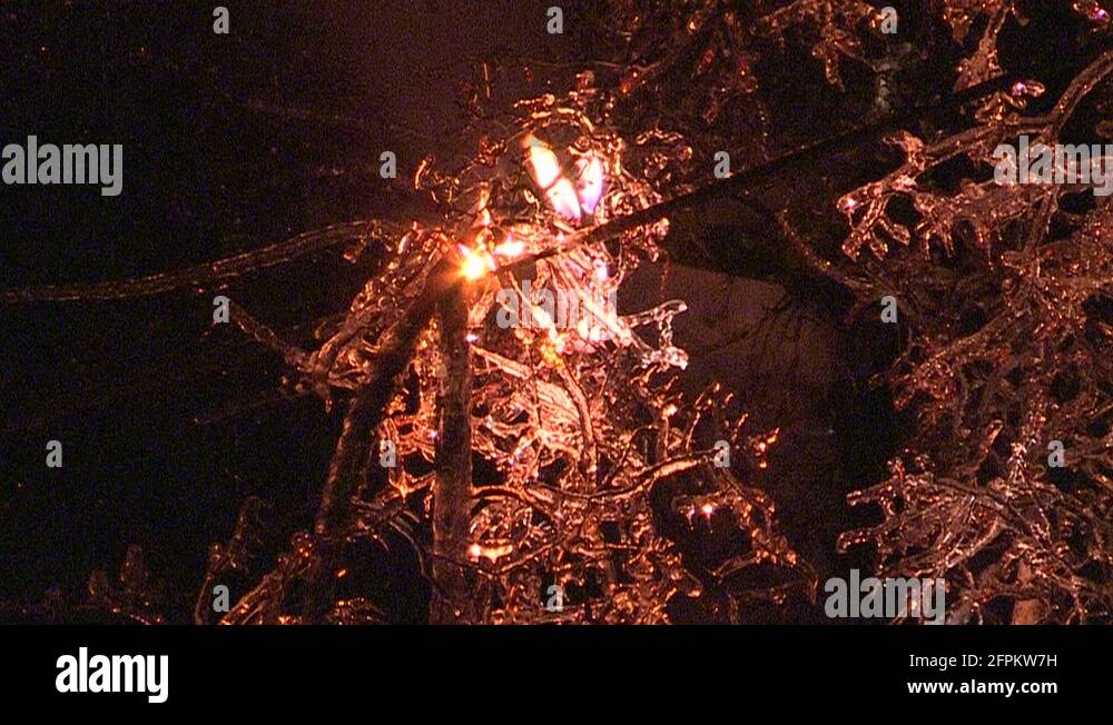 Hydro lines on fire in ice storm and freezing rain Stock Video Footage ...