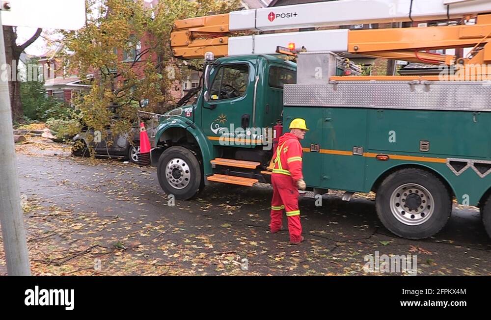 Severe thunderstorm damage in Toronto after major storm Stock Video ...