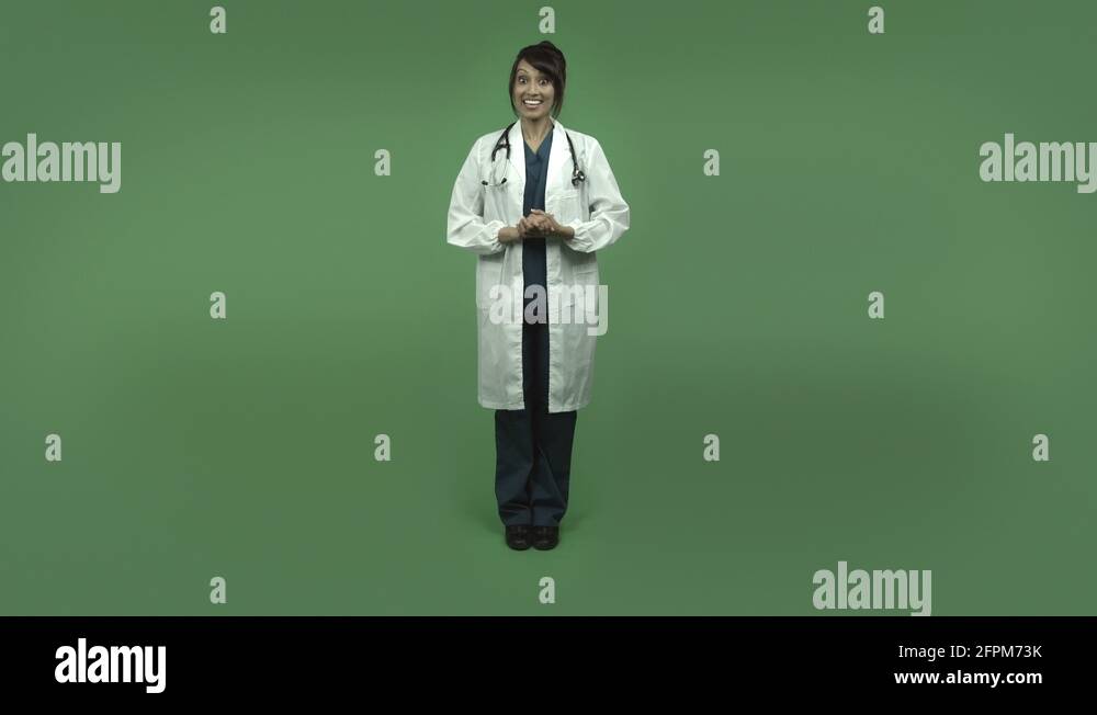 indian female doctor isolated on greenscreen talking interview Stock ...
