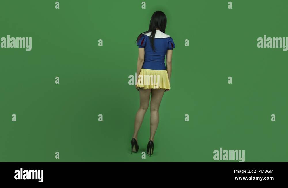 Asian snow white isolated greenscreen green background upset angry ...