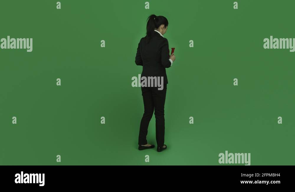 Asian business woman isolated greenscreen green background romance love ...
