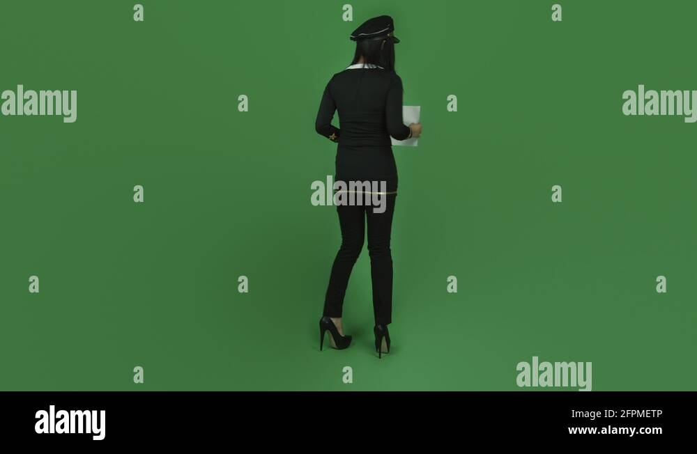 Asian air hostess isolated greenscreen green background worried help ...