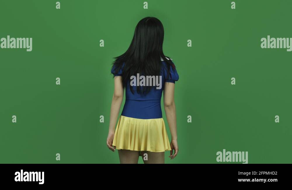 Asian snow white isolated greenscreen green background with a secret ...