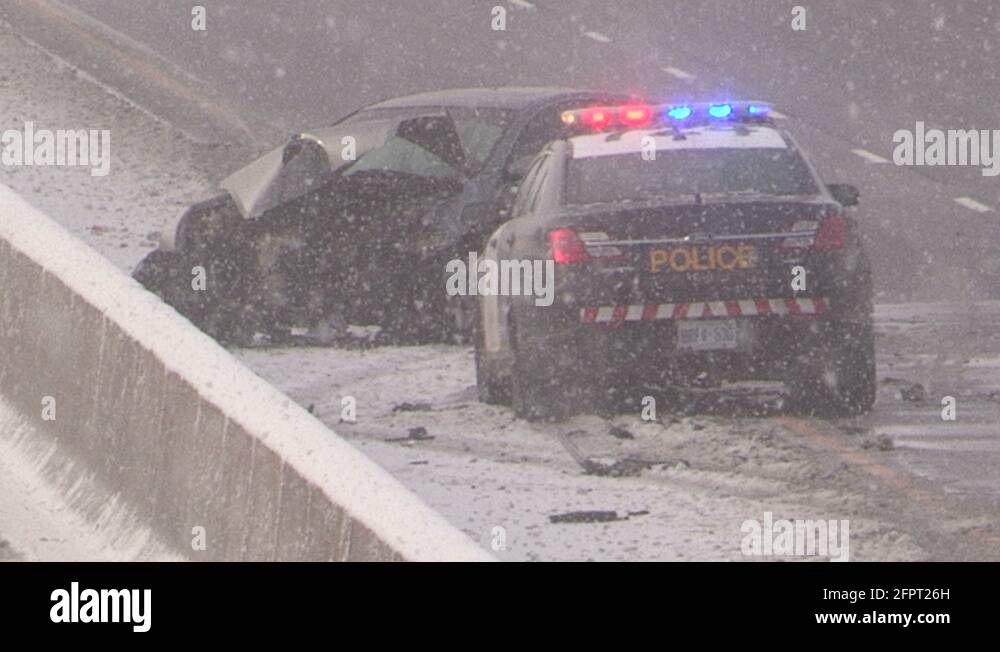 car accident scene snow storm blizzard highway police ambulance fire ...