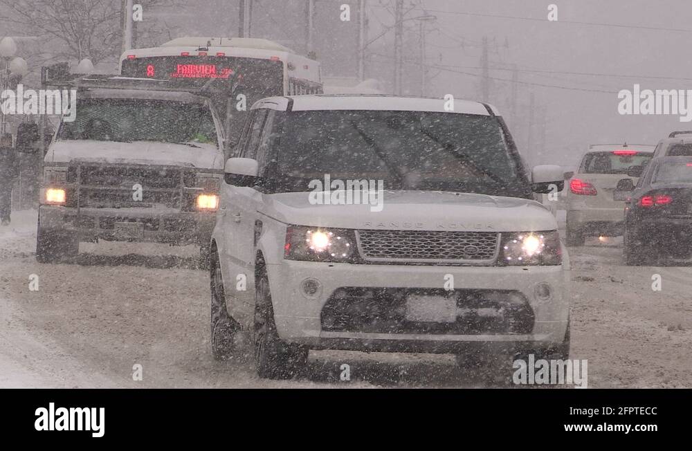 Severe Blizzard snowstorm and high wind with whiteouts Stock Video ...