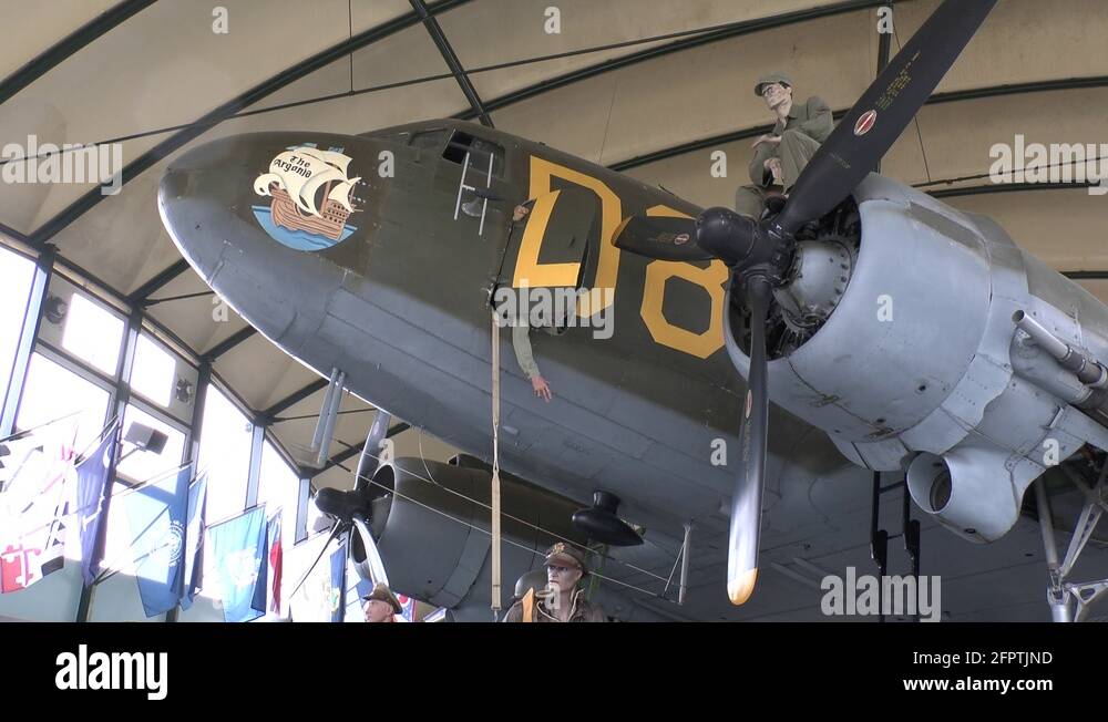 The Douglas C-47 plane Argonia, Airborne Museum, Sainte-Mère-Église ...