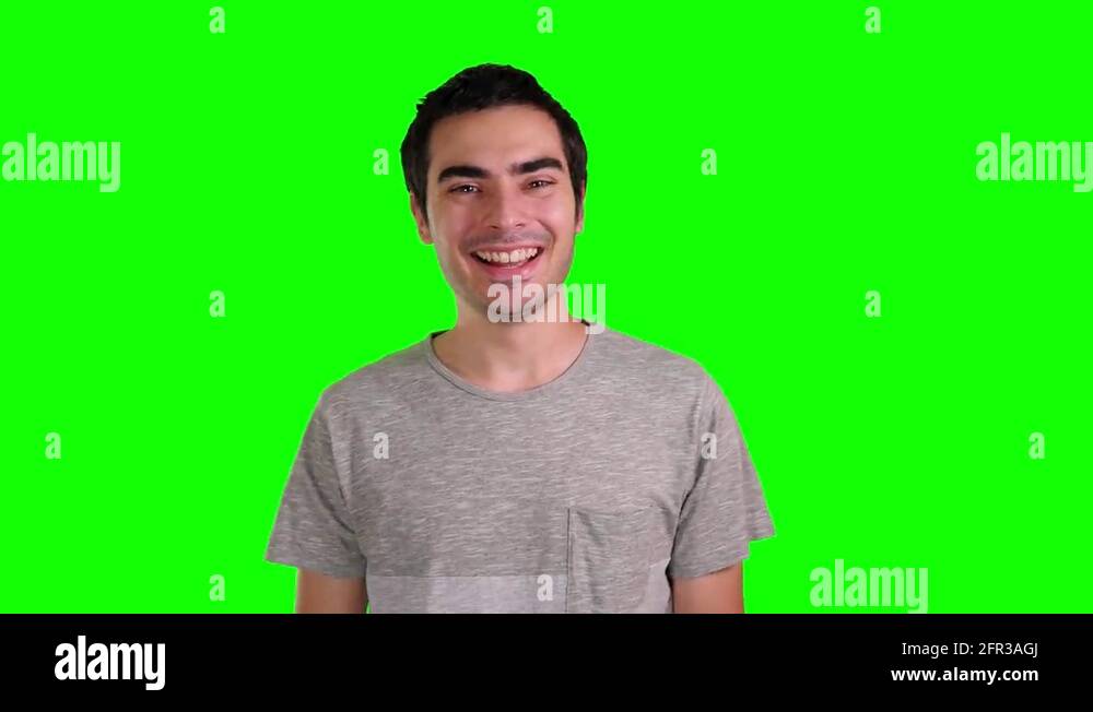 4K Green Screen Smiling and Laughing Young Man Stock Video Footage - Alamy