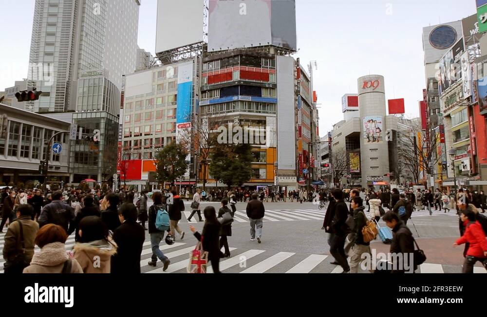 Japan Tokyo Shibuya Crossing ADS AND LOGOS REMOVED Stock Video Footage ...