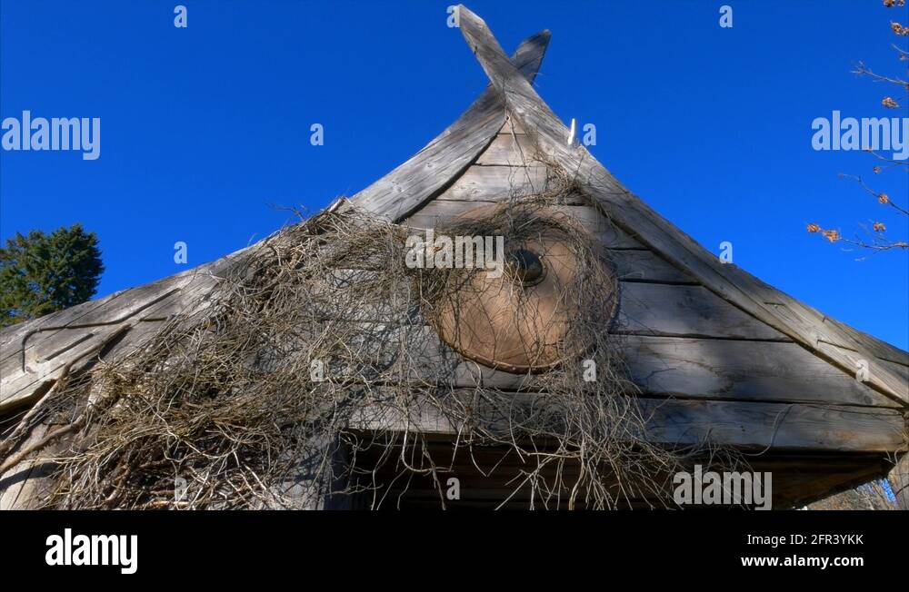 Flake Viking village, lake Walchensee, Bavaria, Germany Stock Video ...