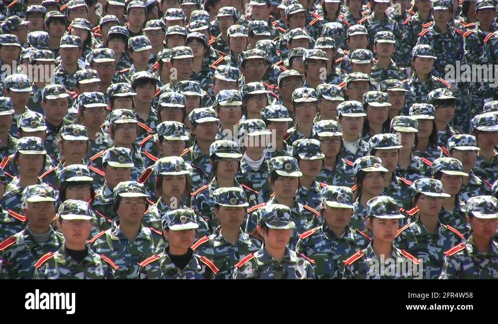 Chinese students, military parade, army uniforms, faces, China Stock ...