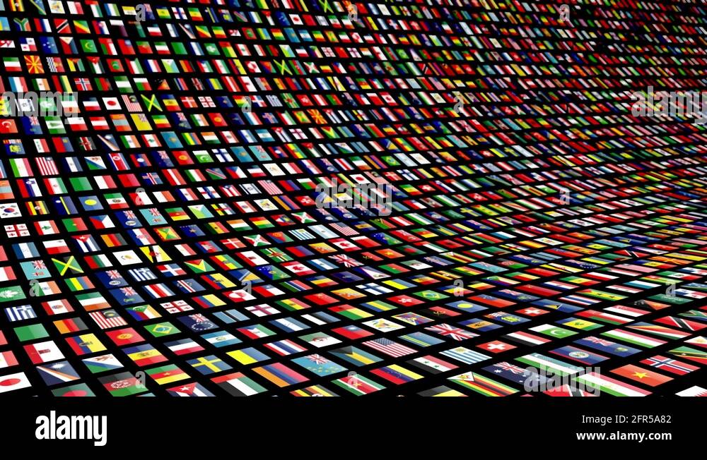 Animated video wall with flags of many nations. Loop-able Stock Video ...