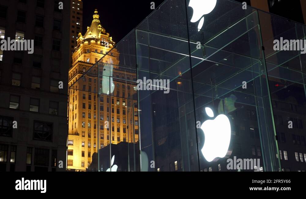 Apple Store with New York City buildings in background 4k Stock Video ...