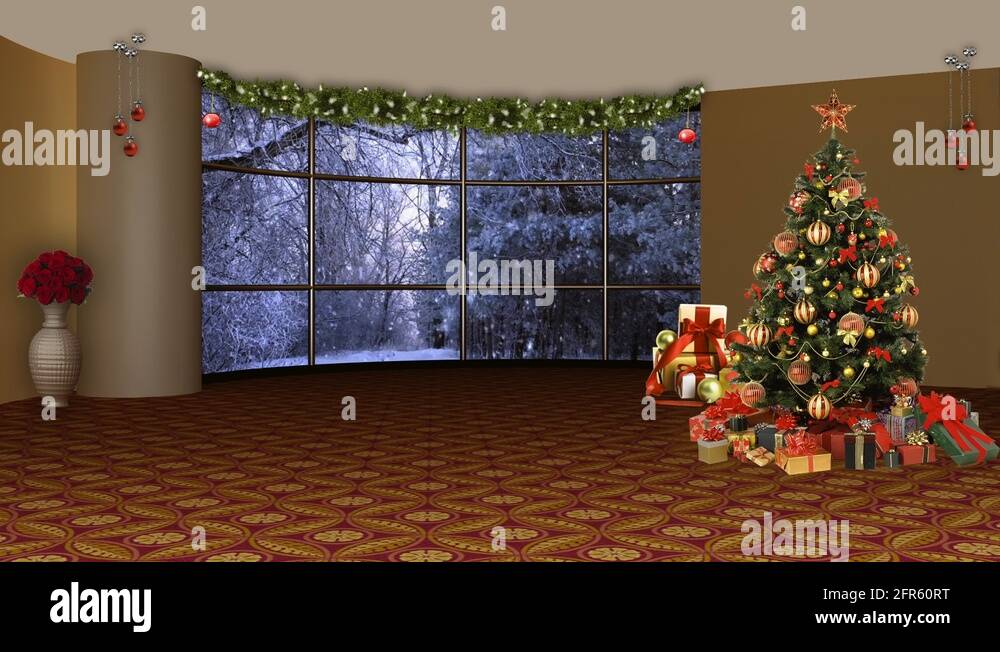Christmas TV Studio Set 08 - Virtual Green Screen Background Loop Stock ...