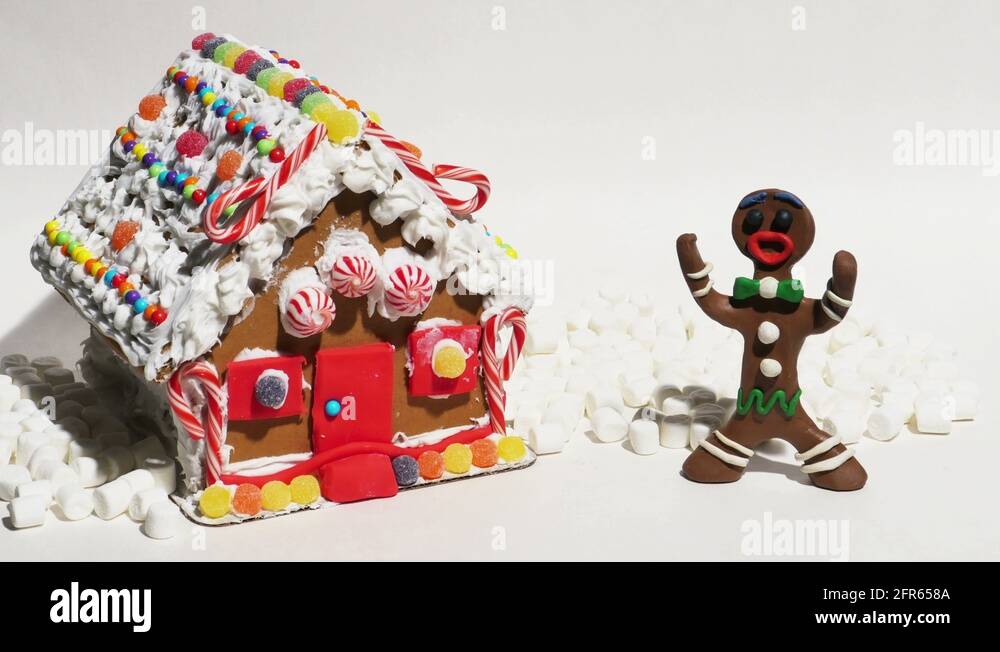 Gingerbread Man Showing His House Stop Motion Animation, 4K Stock Video ...