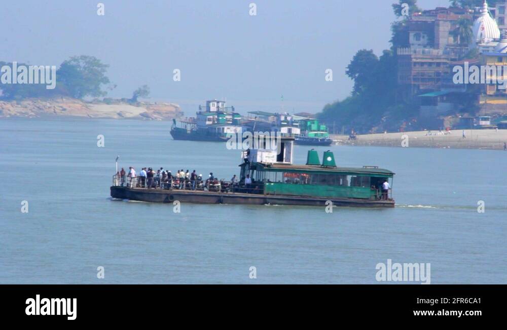 Ferry on the Brahmaputra river. Assam. India Stock Video Footage - Alamy