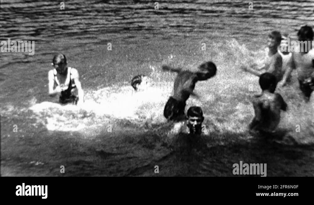 CRAZY FUN! Boys Jump into Lake Swimming Hole 1930s Vintage Film Home ...