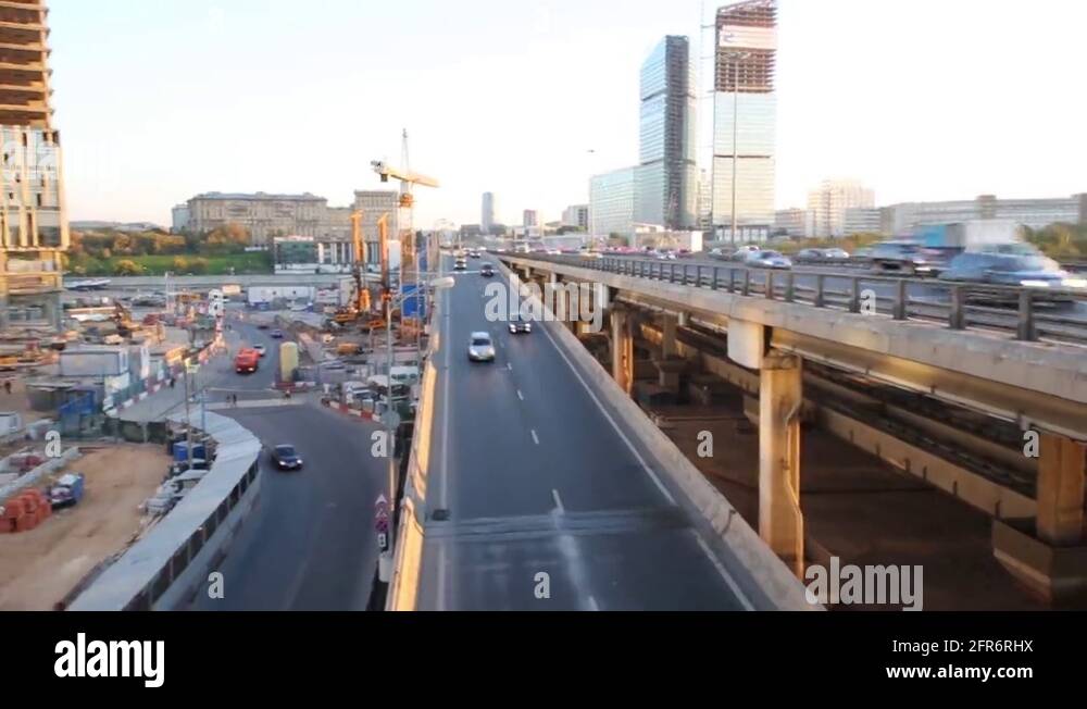 Third Ring Road and buildings under construction in Moscow Stock Video ...