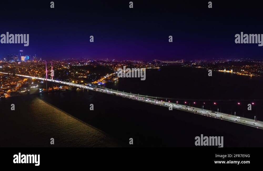 Bosphorus bridge flyover at night Stock Video Footage - Alamy