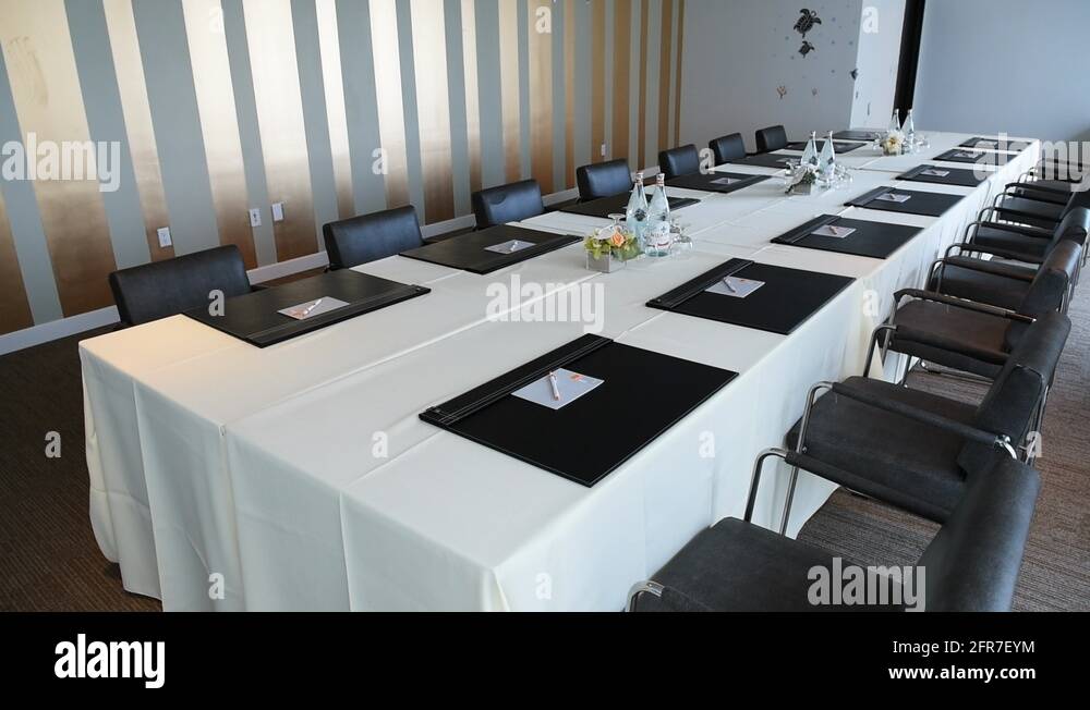 Empty conference table in meeting room Stock Video Footage - Alamy