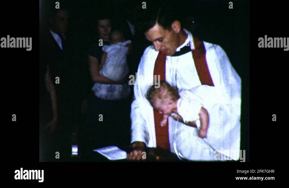 Catholic Priest Christening Baby Infant Child 1960s Vintage Film Home ...
