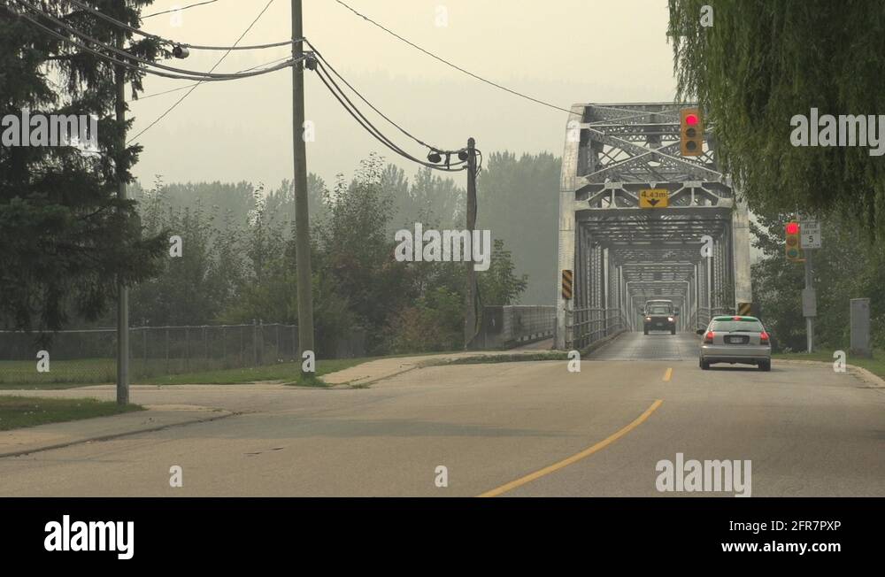 unique one way bridge with traffic lights for alternating traffic, med ...