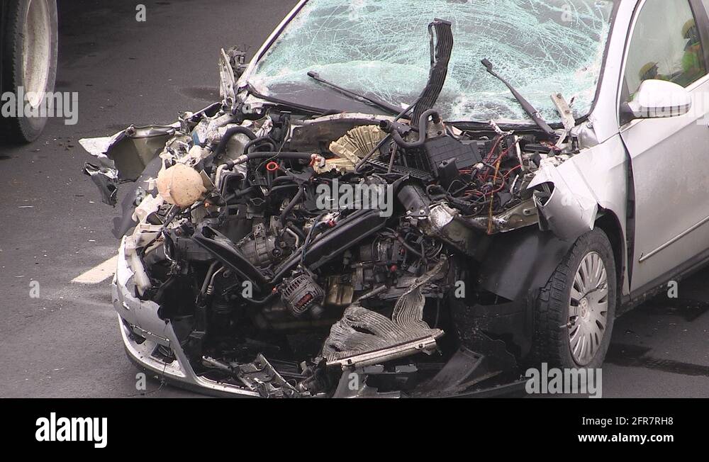 Car crash and major accident scene with pickup truck on highway Stock ...