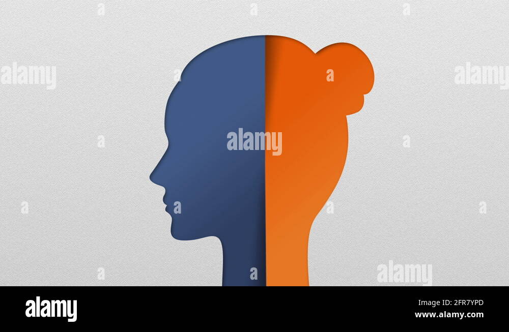 Two result shape of woman head for diagram, chart. presentation ...