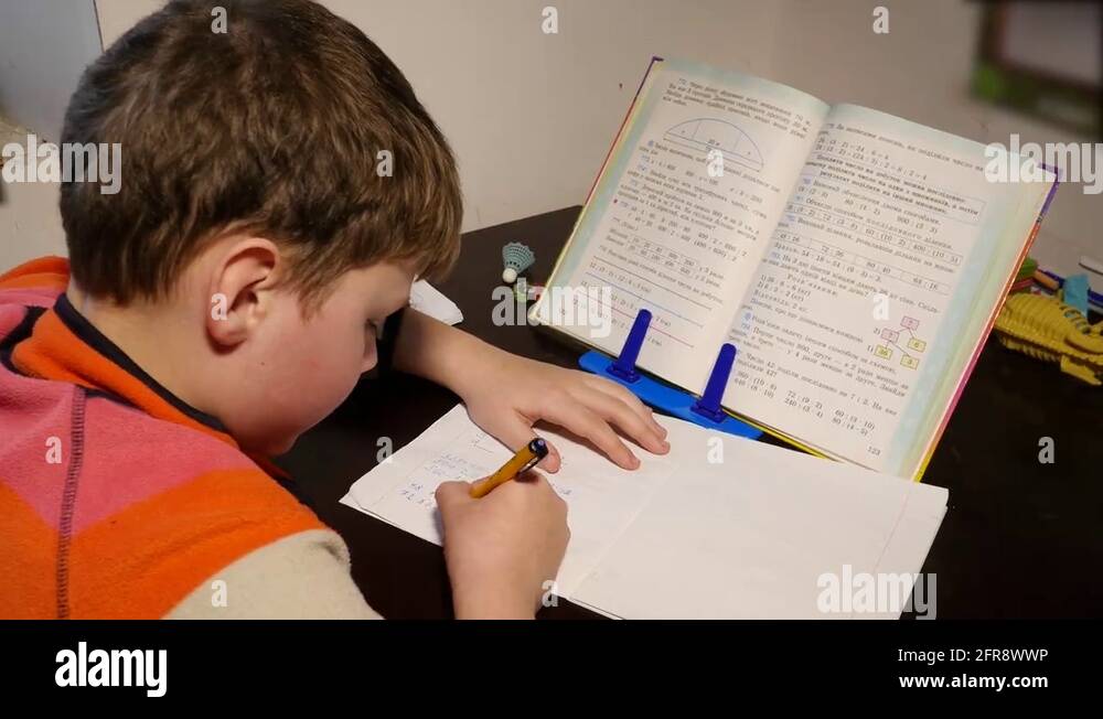 School Boy Doing Homework 4k Stock Video Footage - Alamy