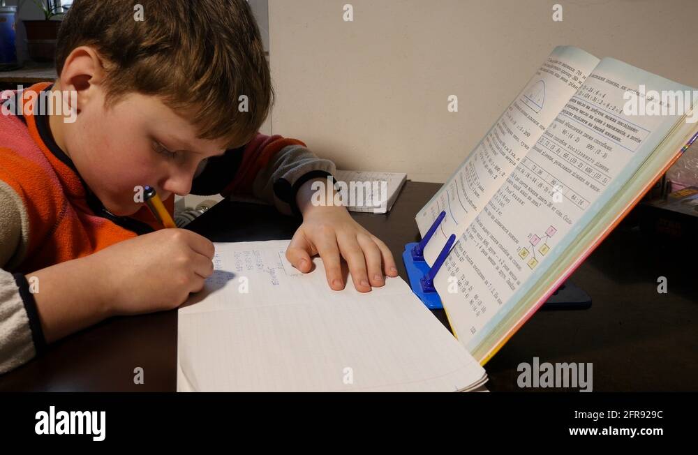 School Boy Doing Homework 4k Stock Video Footage - Alamy