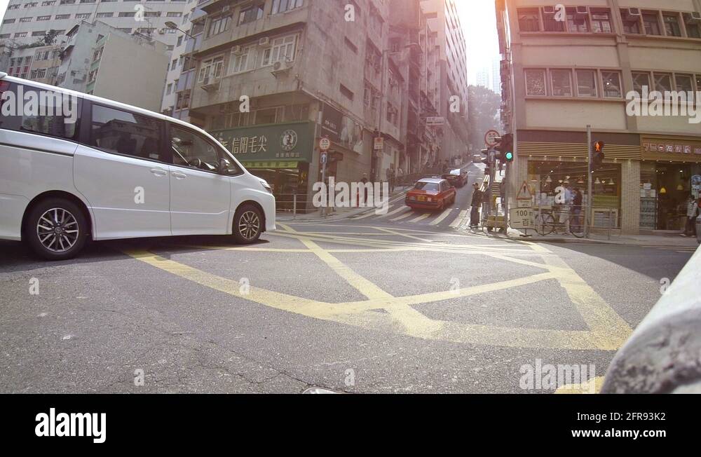 Typical urban intersection in Hong Kong. Video 1920x1080 Stock Video ...