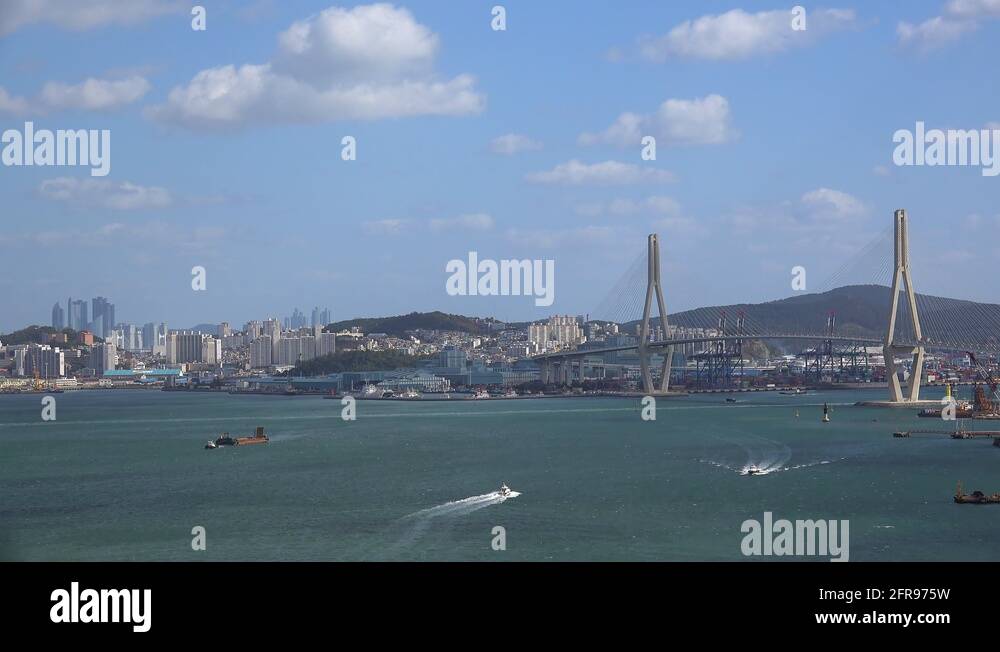 Busan Metropolitan city (Nam-gu) with the Harbor Bridge. South Korea ...