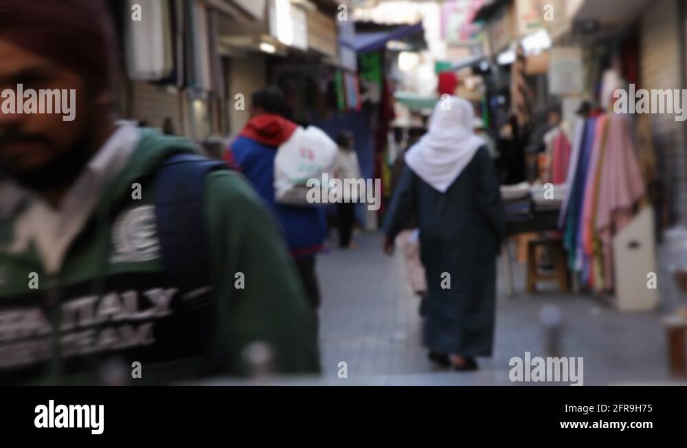 Commercial Street in Middle East. Manama Souk in Bahrain Stock Video ...