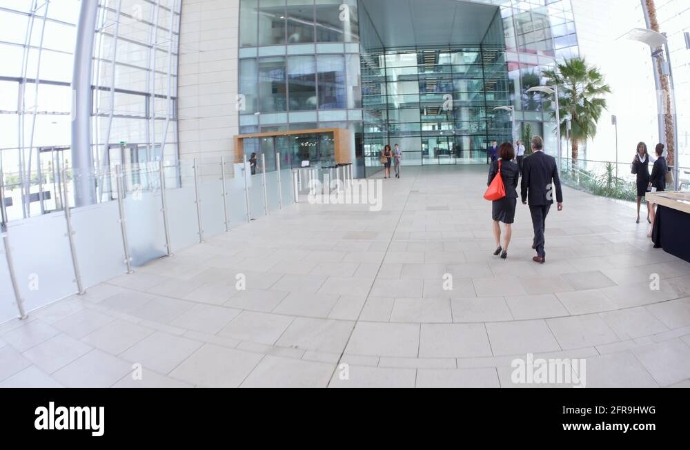 Walking through business lobby to greet client, POV shot Stock Video ...