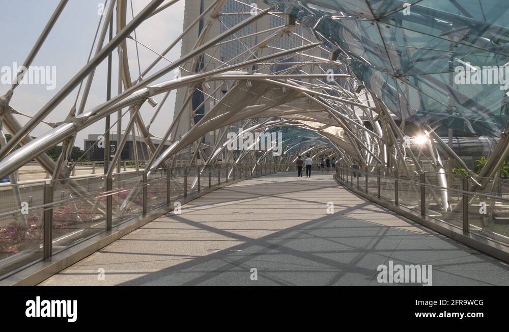 Helix bridge with the marina bay sands Stock Videos & Footage - HD and ...