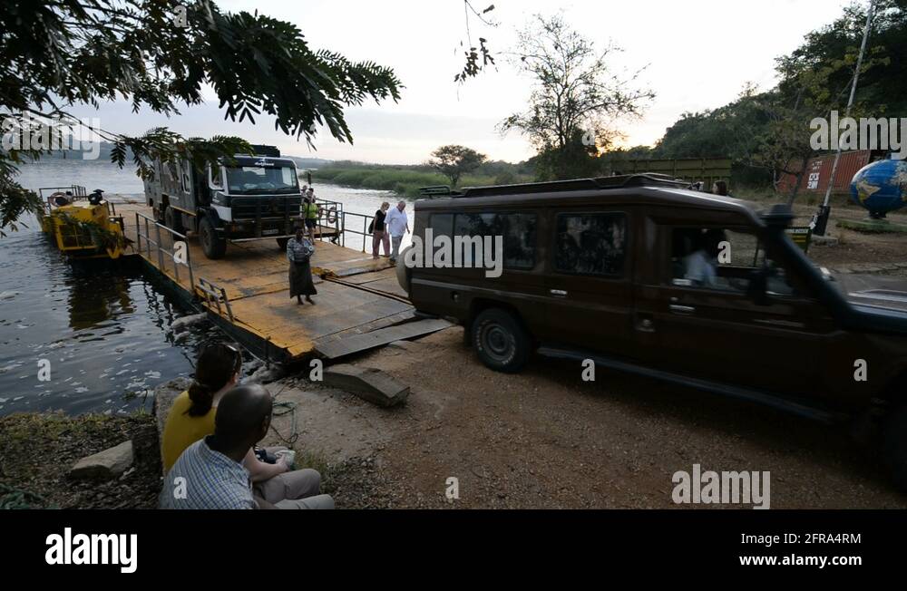 Ferry over the Nile in the Murchison Falls National Park, Uganda ...