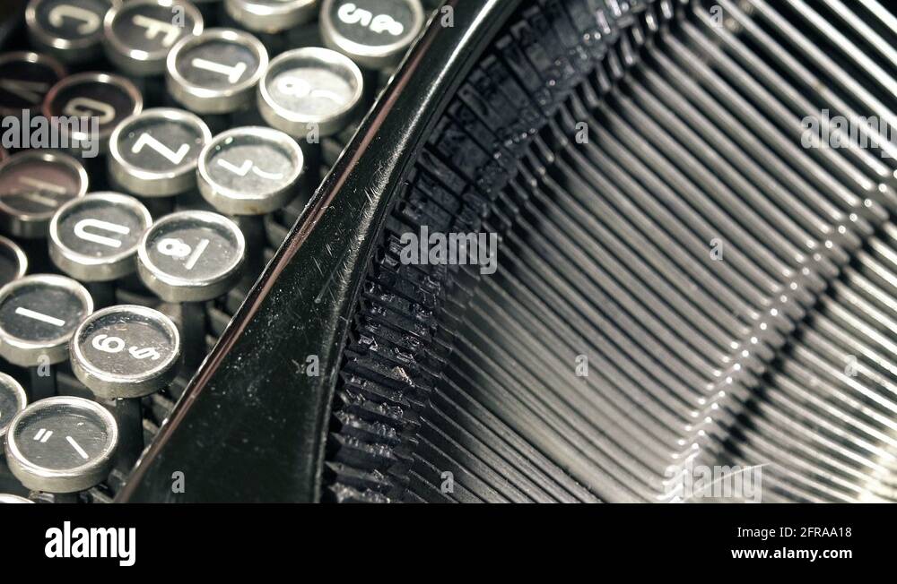 Old typewriter machine detail, typing text on vintage typing machine ...