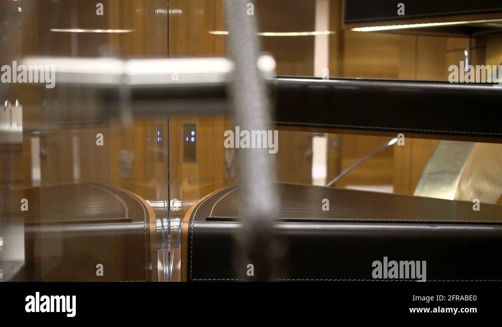 Leather stairs on lower deck of a luxury yacht Stock Video Footage - Alamy