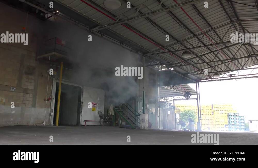 Toxic corrosive hazardous material Ammonia gas comes out from leaking ...