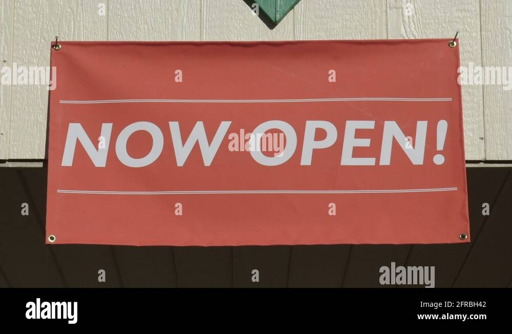 Now open banner sign Stock Videos & Footage - HD and 4K Video Clips - Alamy