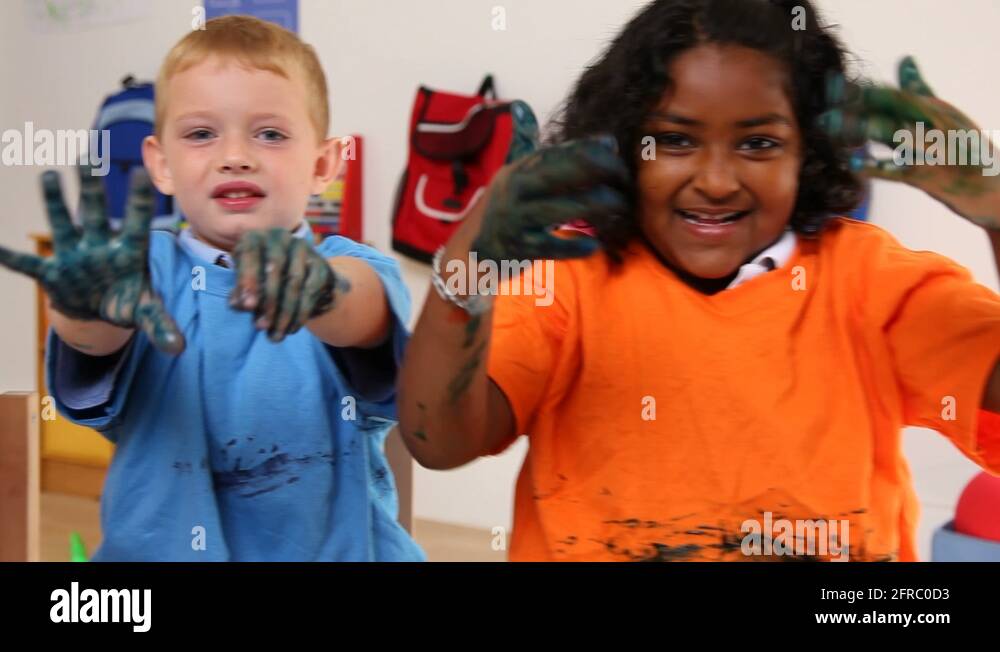 Children messy paint classroom Stock Videos & Footage - HD and 4K Video ...