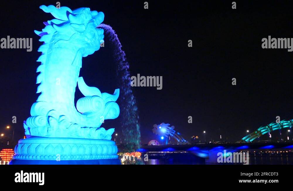 Ca Chep Hoa Rong fountain with the dragon bridge in the background ...
