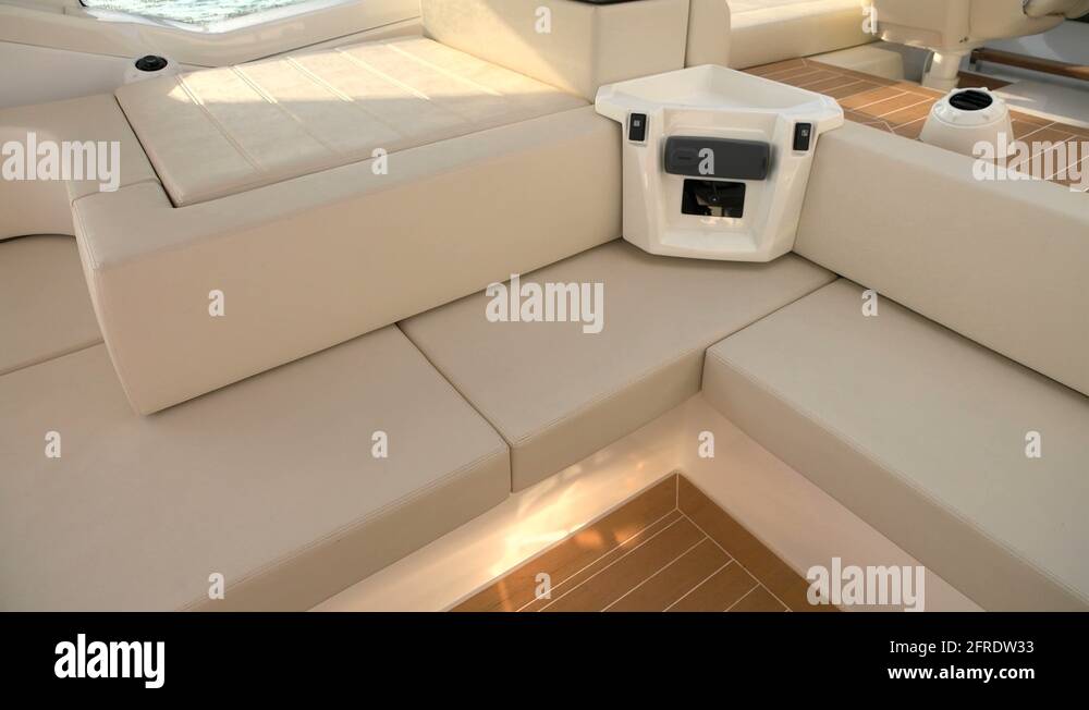 Sofa in the cockpit of a boat Stock Video Footage - Alamy