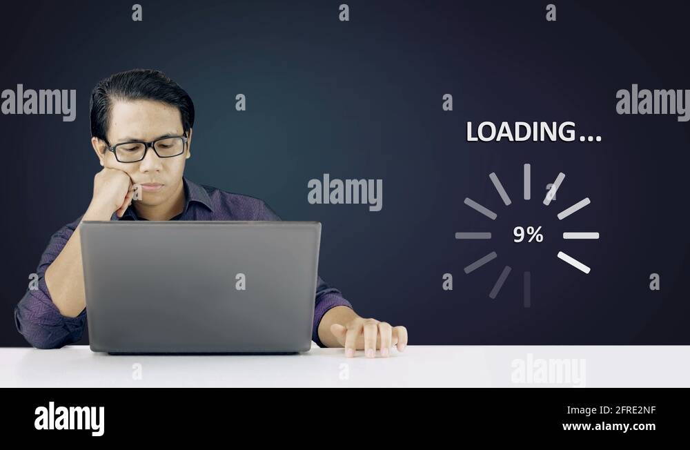 Asian Man Waiting Loading Process To Complete - 4K Resolution Stock ...