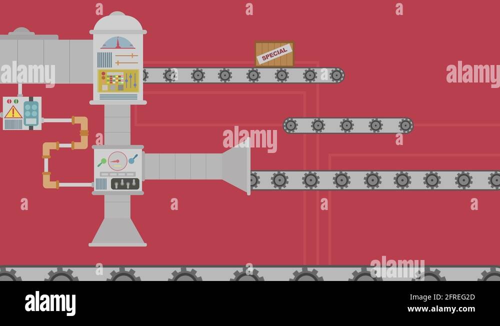 Colorful Cartoon Factory Background seamless loop, Vector parcels on ...