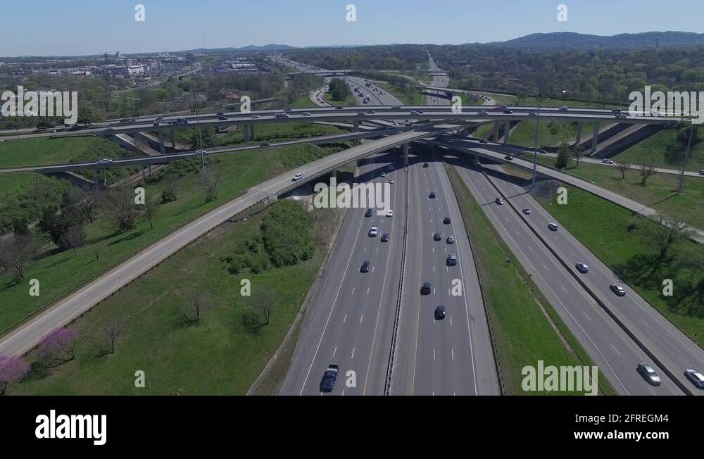 Interstate Mixmaster Spring Day 001 Fly Over Stock Video Footage - Alamy